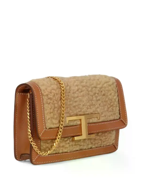 TOD'S T Timeless Shearling Shoulder Bag