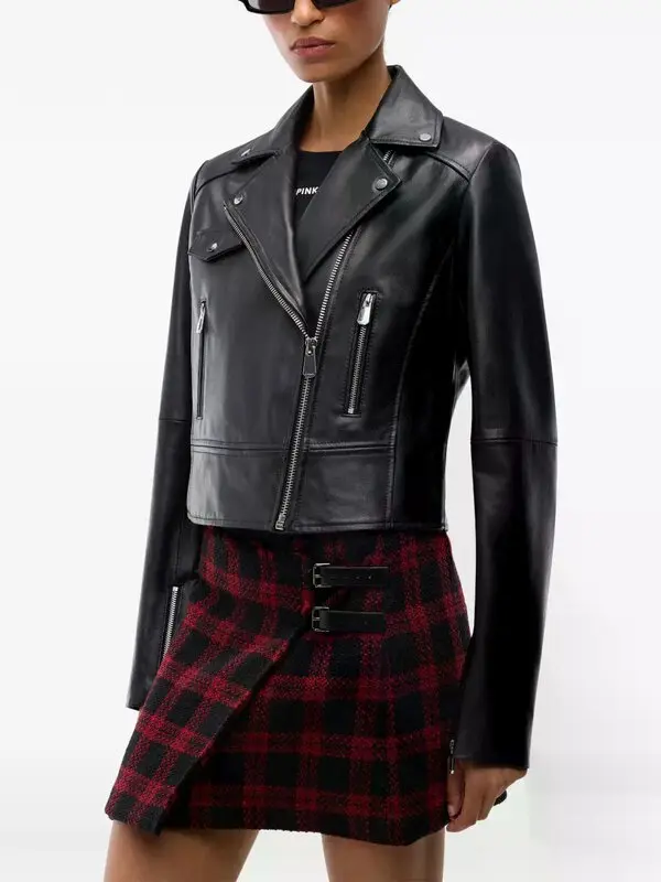 Pinko Nappa Leather Biker-style Jacket