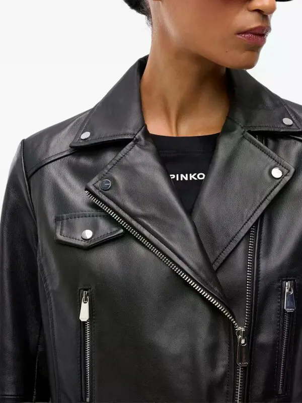 Pinko Nappa Leather Biker-style Jacket
