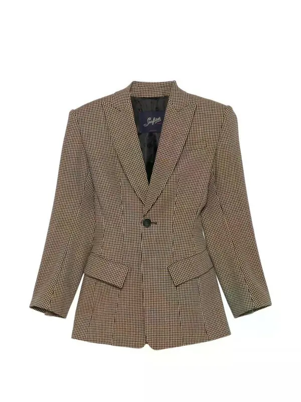 Seafarer Houndstooth Pattern Single-breasted Blazer