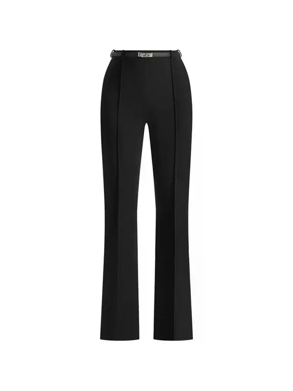 Manière De Voir High-waisted Belted Fit And Flared Trousers - Black