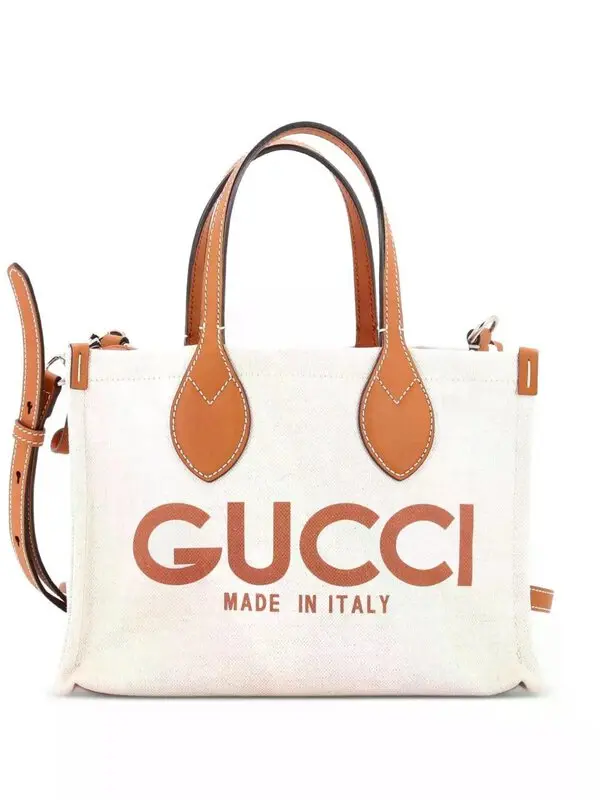 Gucci Logo Shopper Tote Printed Canvas Small Shoulder Bag