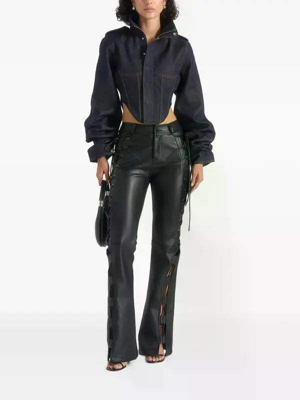 Manière De Voir Solange Denim Tacked Sleeve Corset Jacket