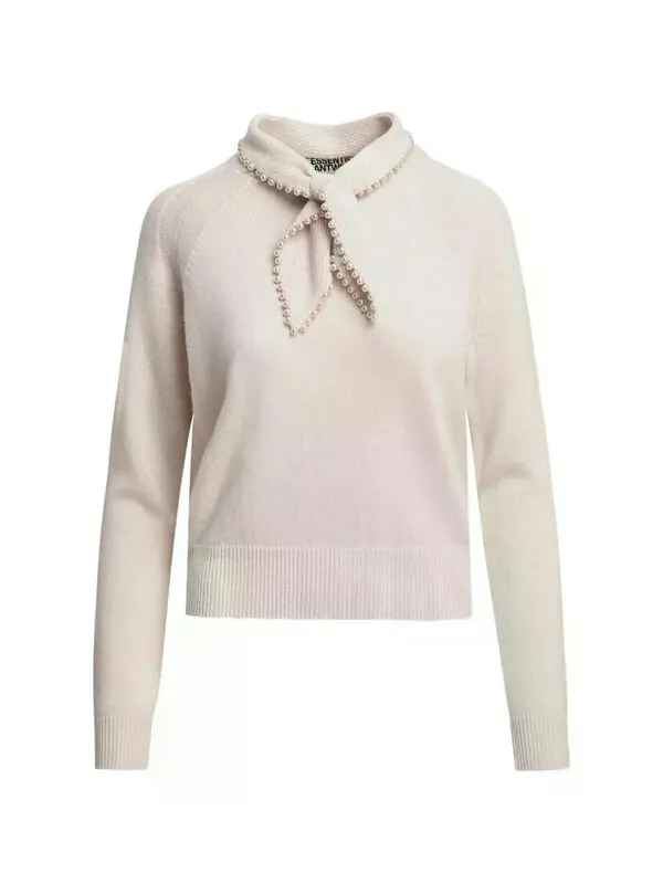 Essentiel Antwerp Pearl-embellished Self-tie Sweater - Neutrals