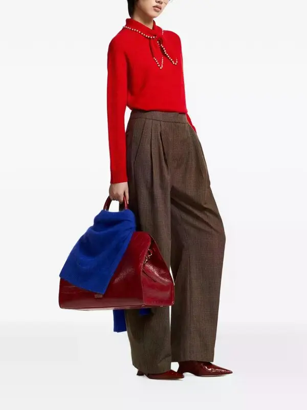 Essentiel Antwerp Pearl-embellished Bow-collar Sweater - Red