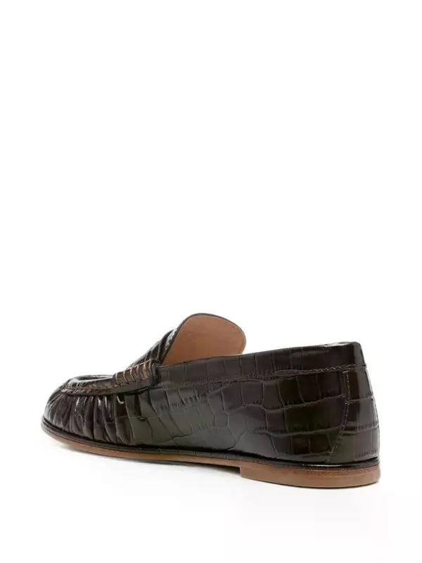 STUART WEITZMAN Spencer Croc-effect Leather Loafers