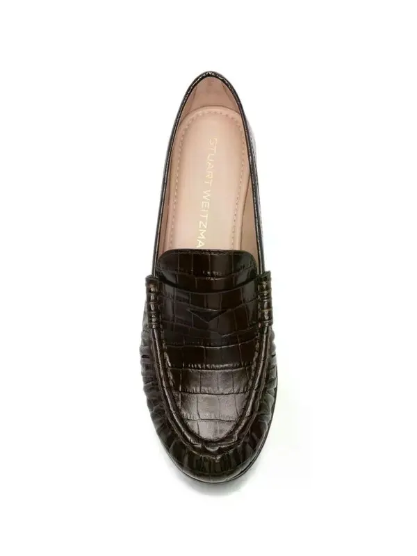 STUART WEITZMAN Spencer Croc-effect Leather Loafers