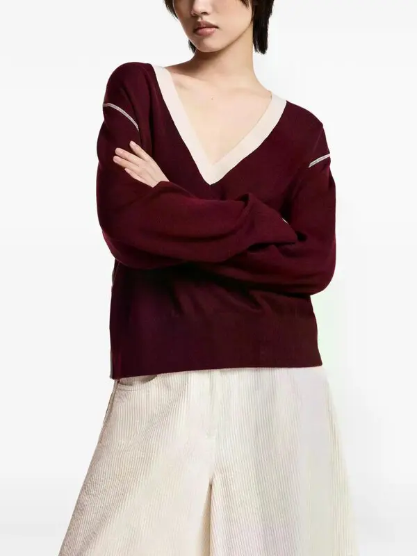 Essentiel Antwerp V-neck Contrast-trim T-shirt