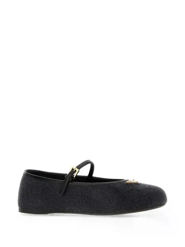 Prada Buckle-strap Cashmere Ballet Flats