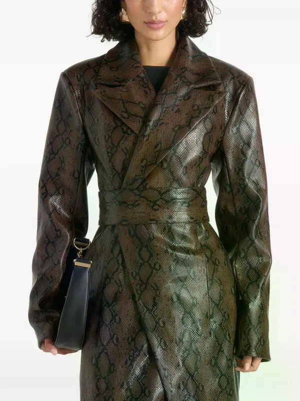 Manière De Voir Python-effect Asymmetric Coat With Cinch Belt