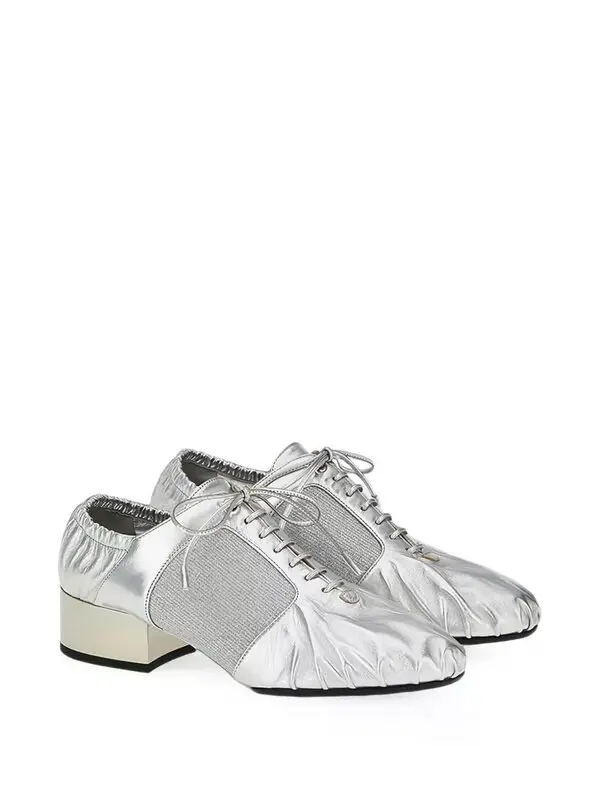FERRAGAMO Lace-up Metallic-finish Leather Shoes