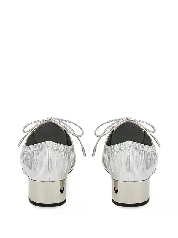 FERRAGAMO Lace-up Metallic-finish Leather Shoes