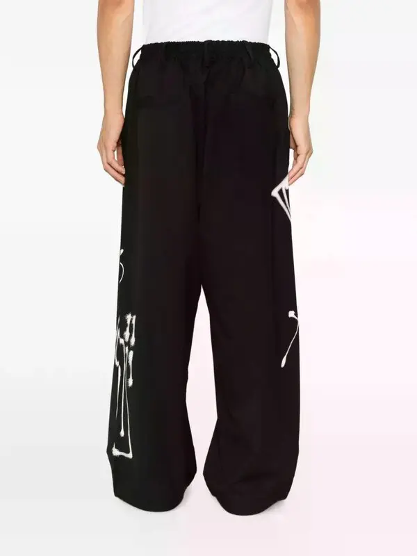 Y3 Graffiti-print Wide-leg Trousers