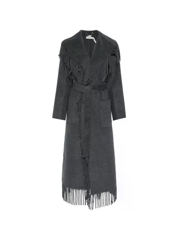 Simkhai Carrie Fringe Robe Coat - Grey