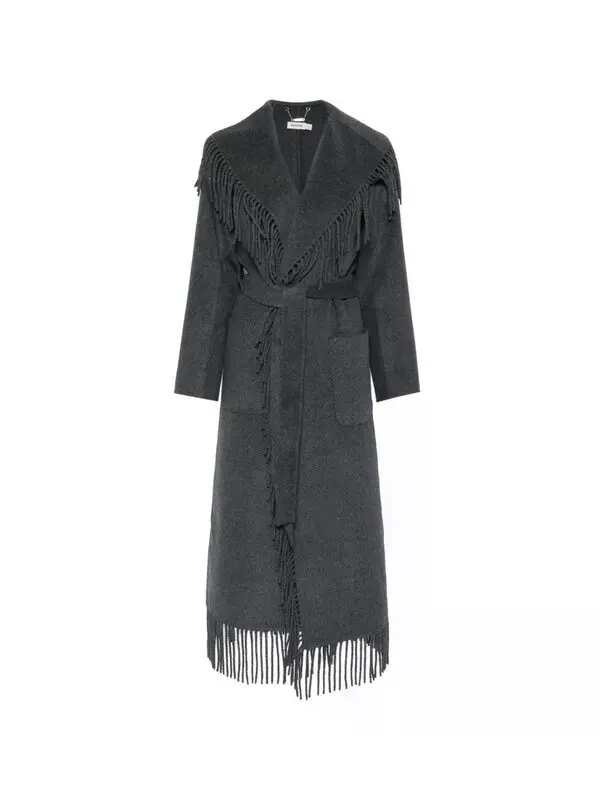 Simkhai Carrie Fringe Robe Coat - Grey
