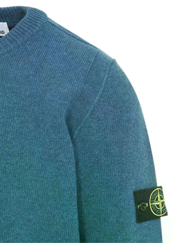 Stone Island Logo-patch Crew-neck Sweater - Blue