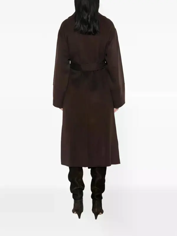 Soft Goat Belted Shawl-collar Coat