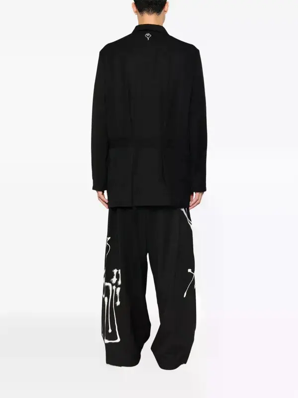 Y3 Notched Lapel Blazer With Embroidered Detail