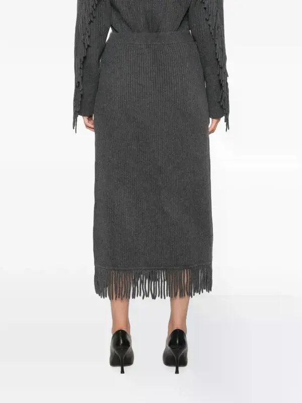 Simkhai Casey Fringe-trim Ribbed Midi Skirt