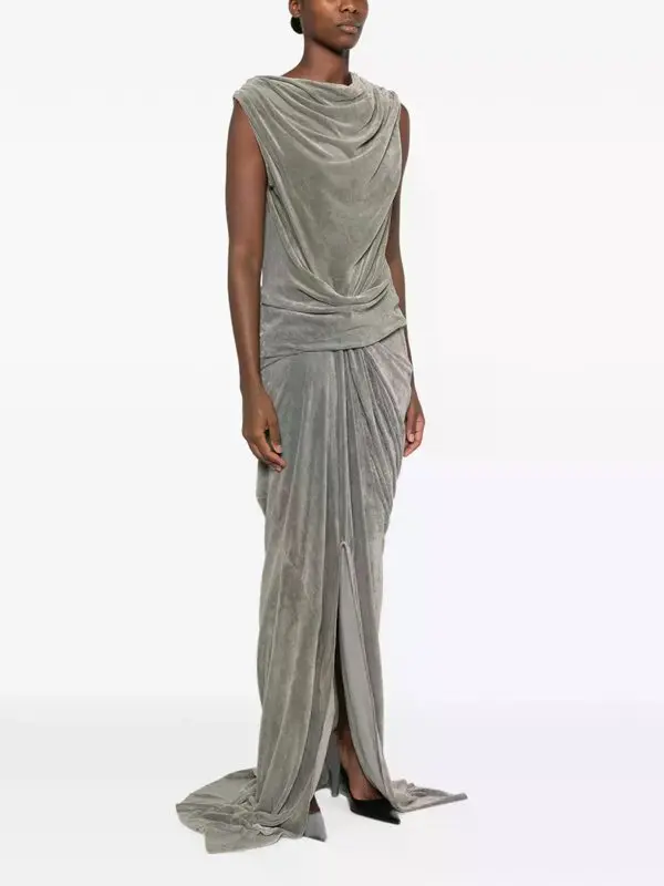 Rick Owens Draped Velvet Maxi Dress