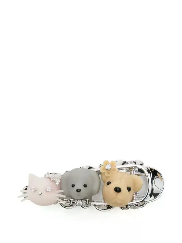YVMIN Crystal-embellished Animal Hair Clip - Silver