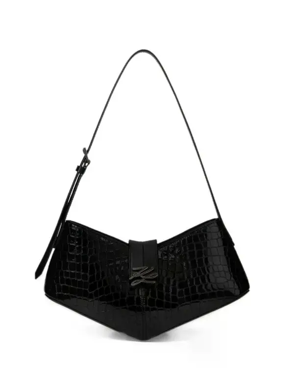 Karl Lagerfeld K/autograph Croc-effect Leather Shoulder Bag - Black