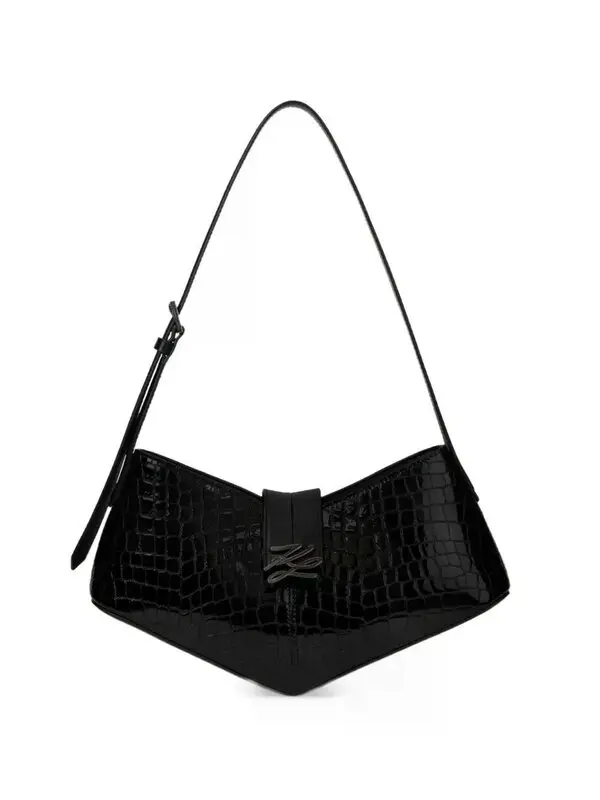Karl Lagerfeld K/autograph Croc-effect Leather Shoulder Bag - Black