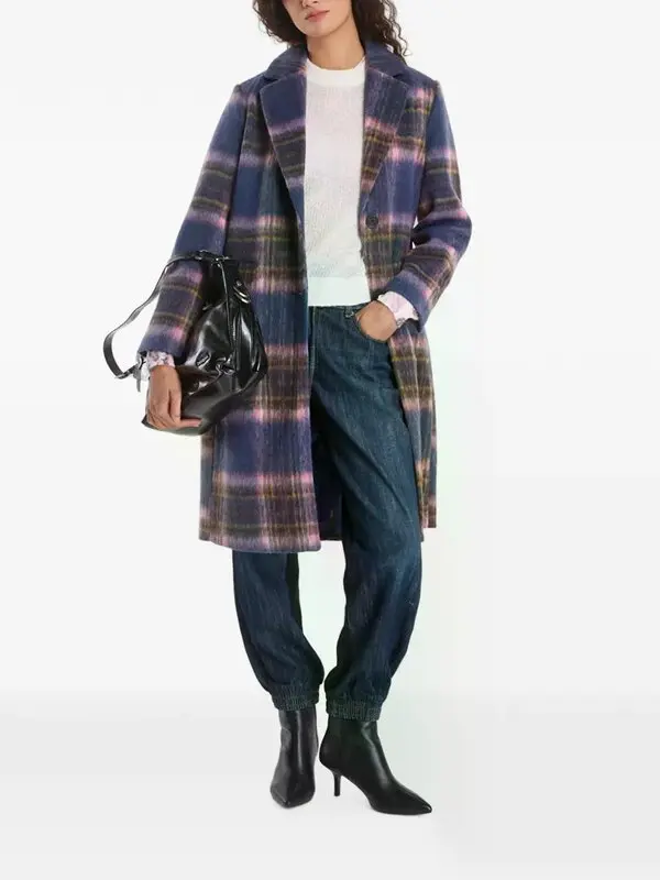 Desigual Check-pattern Notched-lapels Coat