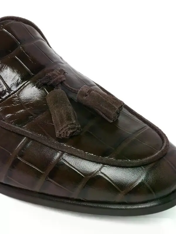 POLLINI Outline Belgian Crocodile-effect Tassel Loafers