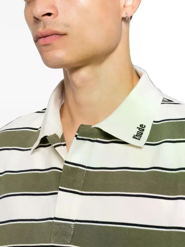 Rhude Horizontal-stripe Long-sleeve Polo Shirt - Green