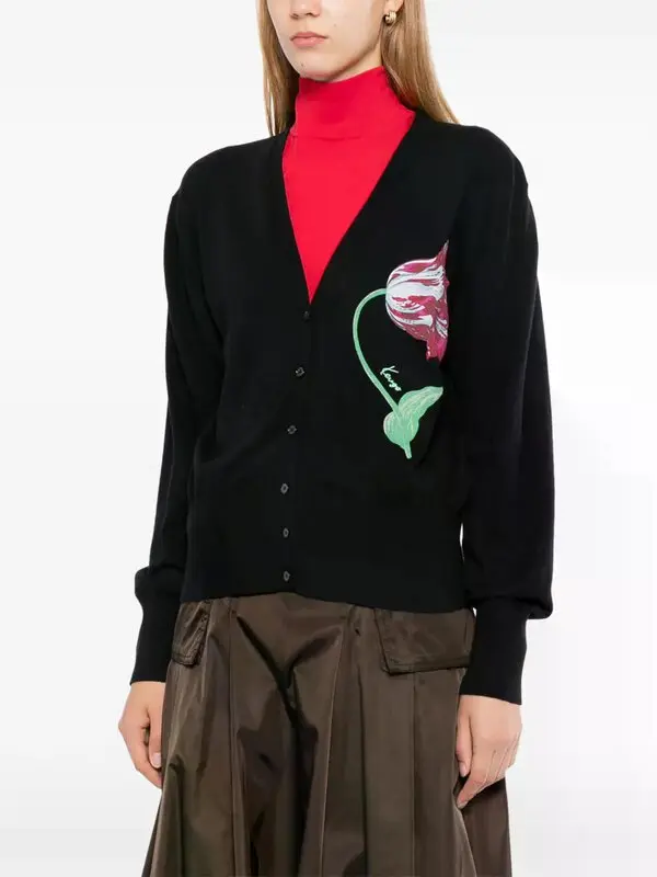 Kenzo Floral-intarsia V-neck Cardigan