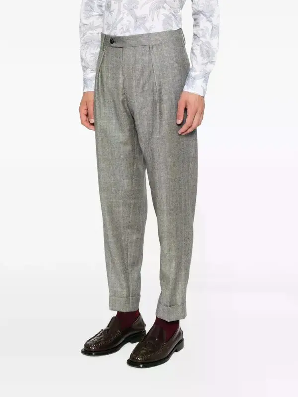 BERWICH Prince Of Wales Check Pleated Trousers