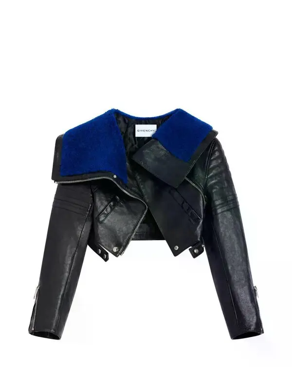 Givenchy Shearling-trim Cropped Biker Jacket