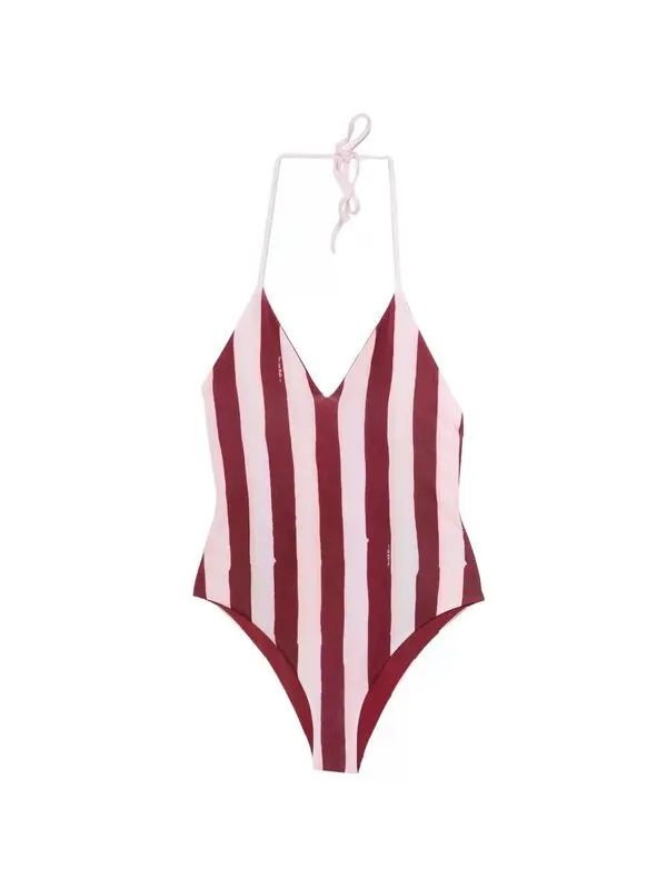 Fendi Striped Halterneck Swimsuit