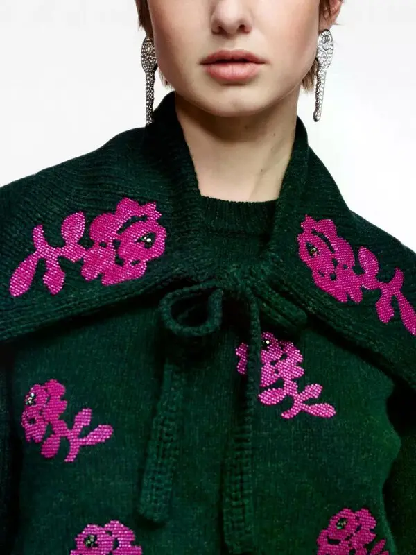Essentiel Antwerp Bead-embellished Floral-motif Collar