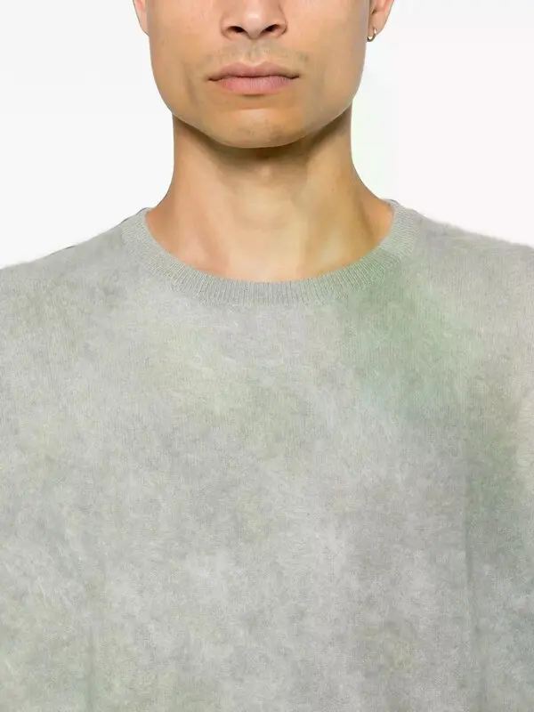 Soft Goat Crew Neck Brushed-knit Sweater - Grey