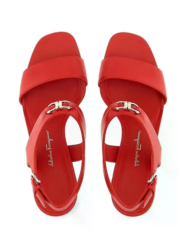 FERRAGAMO Gancini-plaque Block-heel Sandals
