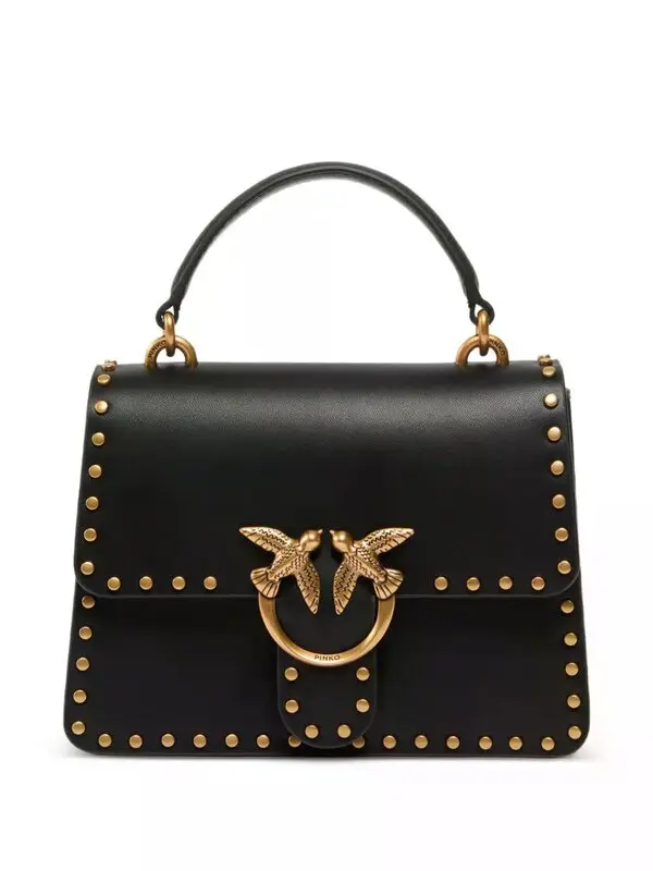 Pinko Mini Love One Top Handle Light Handbag In Leather With Mini Studs