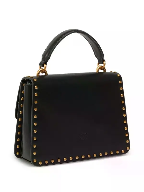 Pinko Mini Love One Top Handle Light Handbag In Leather With Mini Studs
