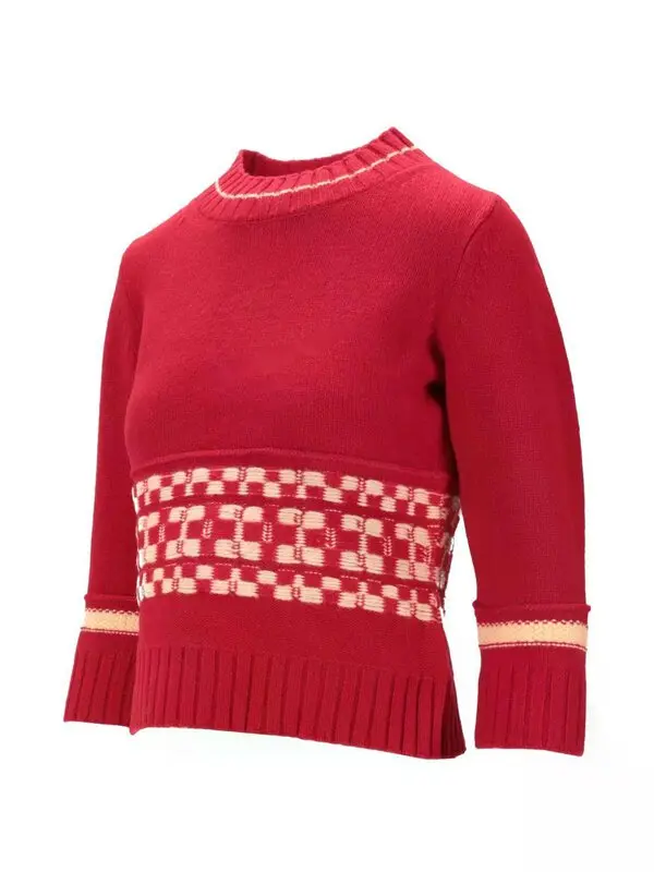 B.B. WALACE Geometric-pattern Ribbed-trim Sweater