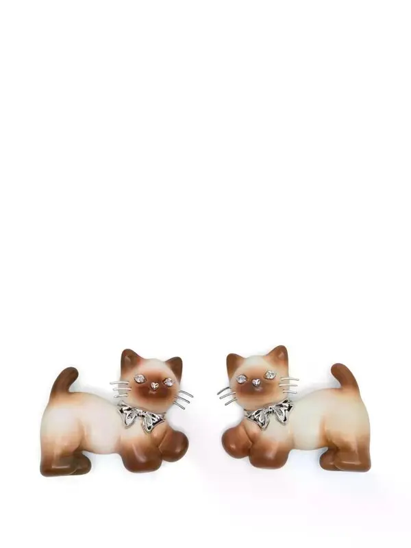YVMIN Cat-motif Crystal-embellished Hair Clips - Neutrals