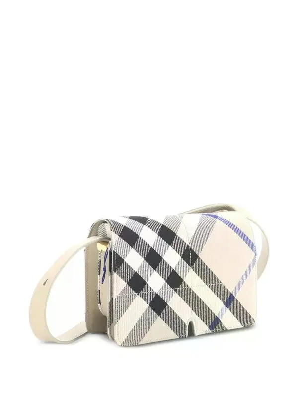 Burberry Check Jacquard Leather Cross Body Shoulder Bag - Grey