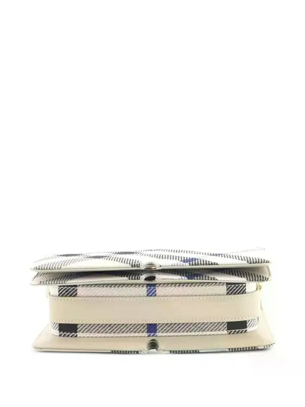 Burberry Check Jacquard Leather Cross Body Shoulder Bag - Grey