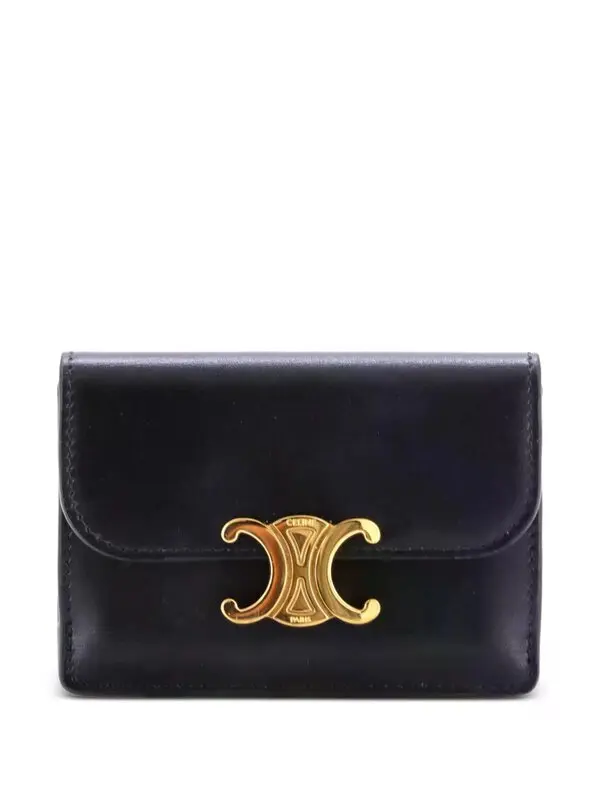 Celine Triomphe Case Leather Card Holder - Black