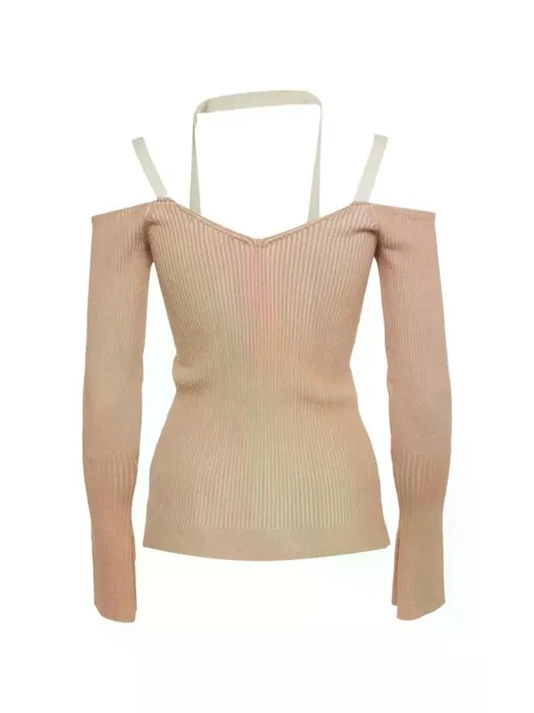 Ronny Kobo Off-the-shoulder Ribbed-knit Top - Neutrals
