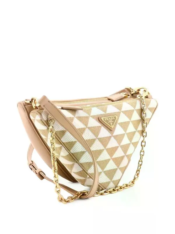 Prada Double Symbole Triangle Mini Shoulder Bag - Neutrals