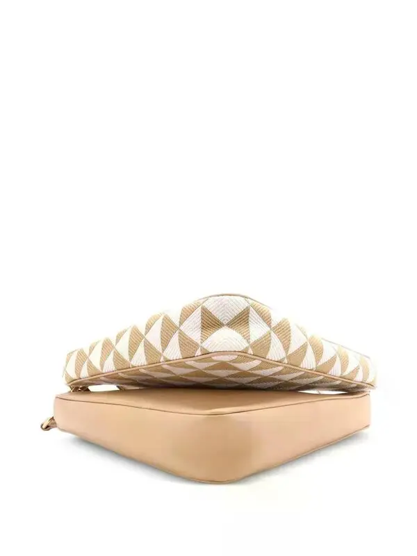 Prada Double Symbole Triangle Mini Shoulder Bag - Neutrals
