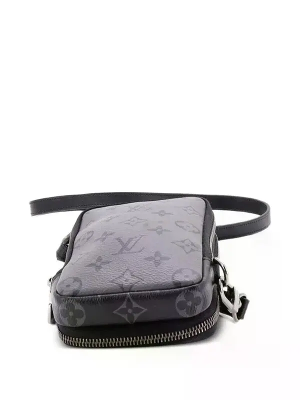 LOUIS VUITTON Double Phone Pouch Reverse Monogram Eclipse Canvas Clutch Bag - Grey