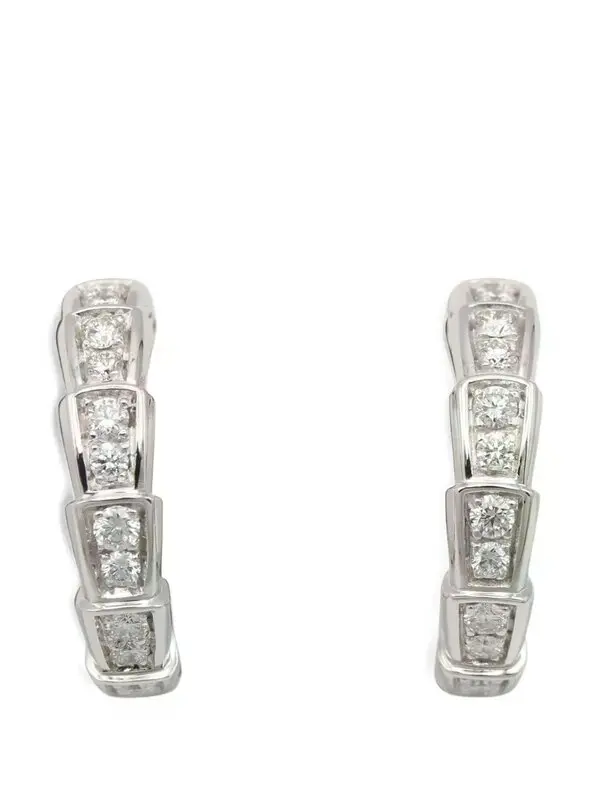 BVLGARI 2010s Serpenti Diamond Earrings - Silver