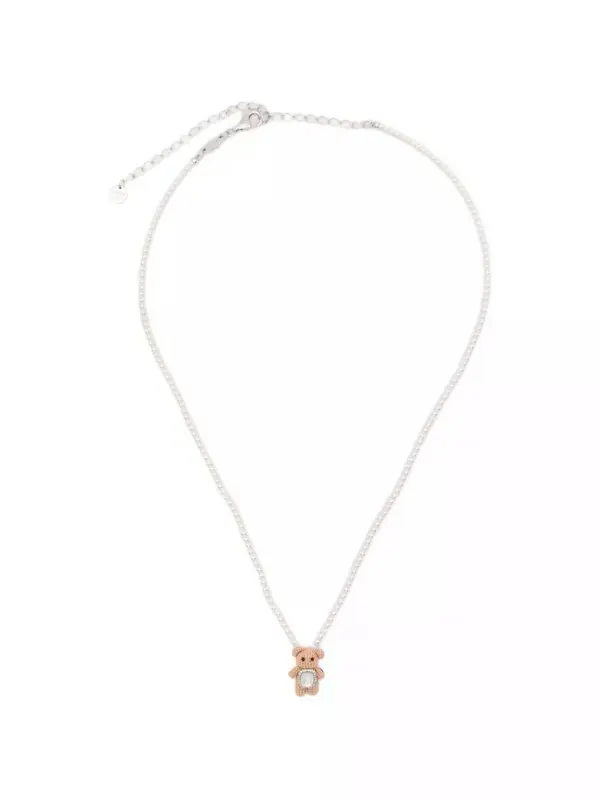 YVMIN Bear Pendant Mother-of-pearl Necklace - Silver
